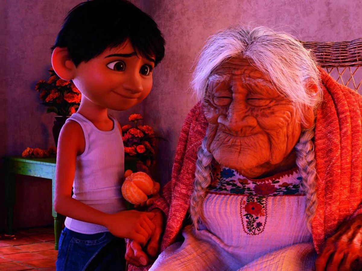 Miguel (Anthony Gonzalez) and Mama Coco (Ana Ofelia Murguia) in Coco ...