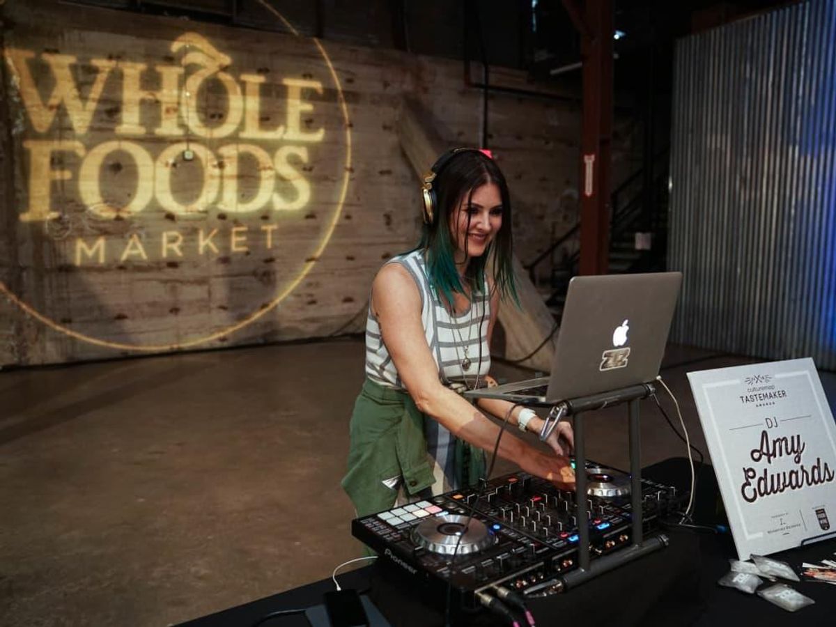 DJ Amy Edwards plays tunes for guests. - CultureMap San Antonio