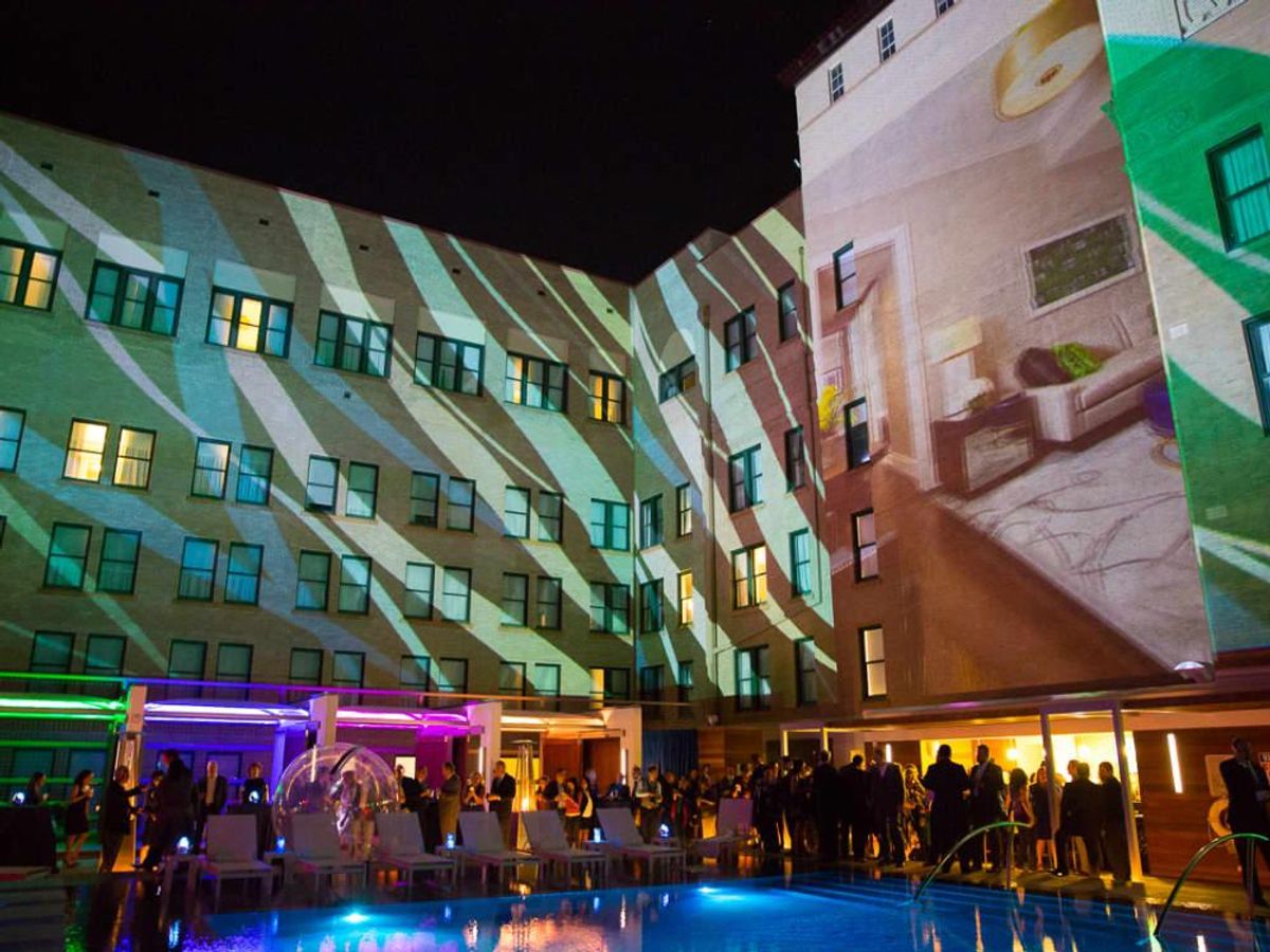 A spectacular light display shone on the sides of The St. Anthony ...